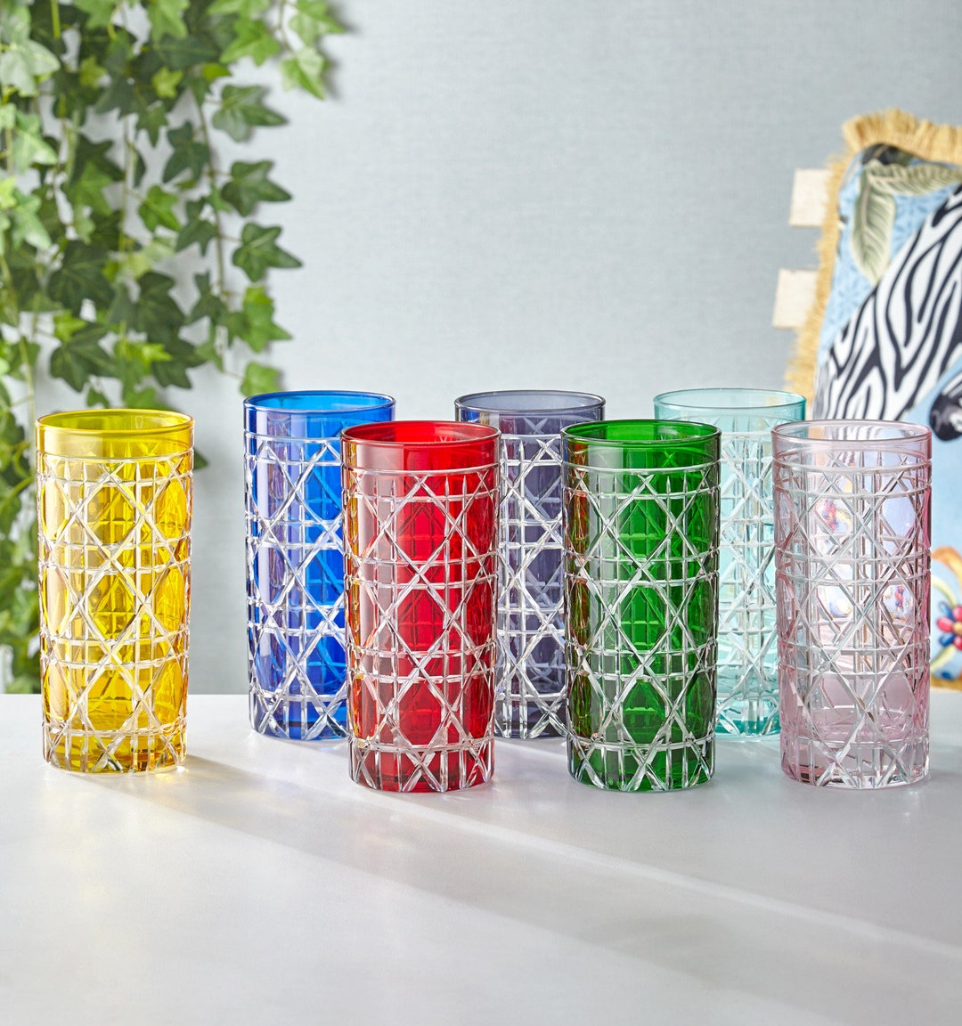 Elegant Water Glass Bohemian Wedding Water Glass Hand Cut Goblet Italian Style Goblet