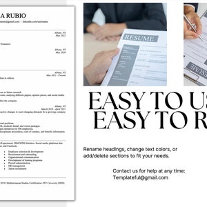 Clean Simple Minimalist Resume Template for Google Docs Black and White ...