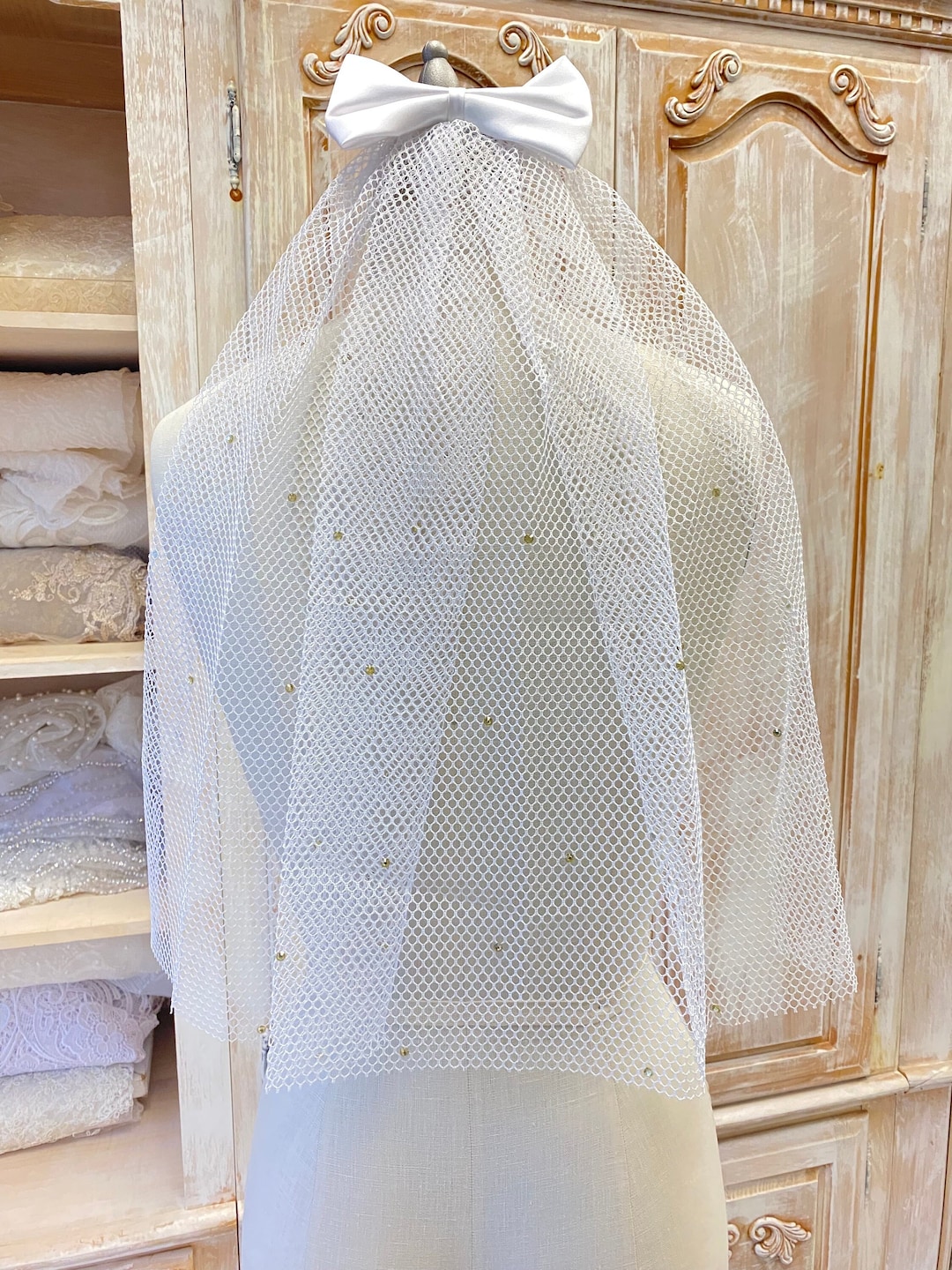 Small Minimalist Veil Mesh Bridal White Simple Veil Simple Bridal Veil ...