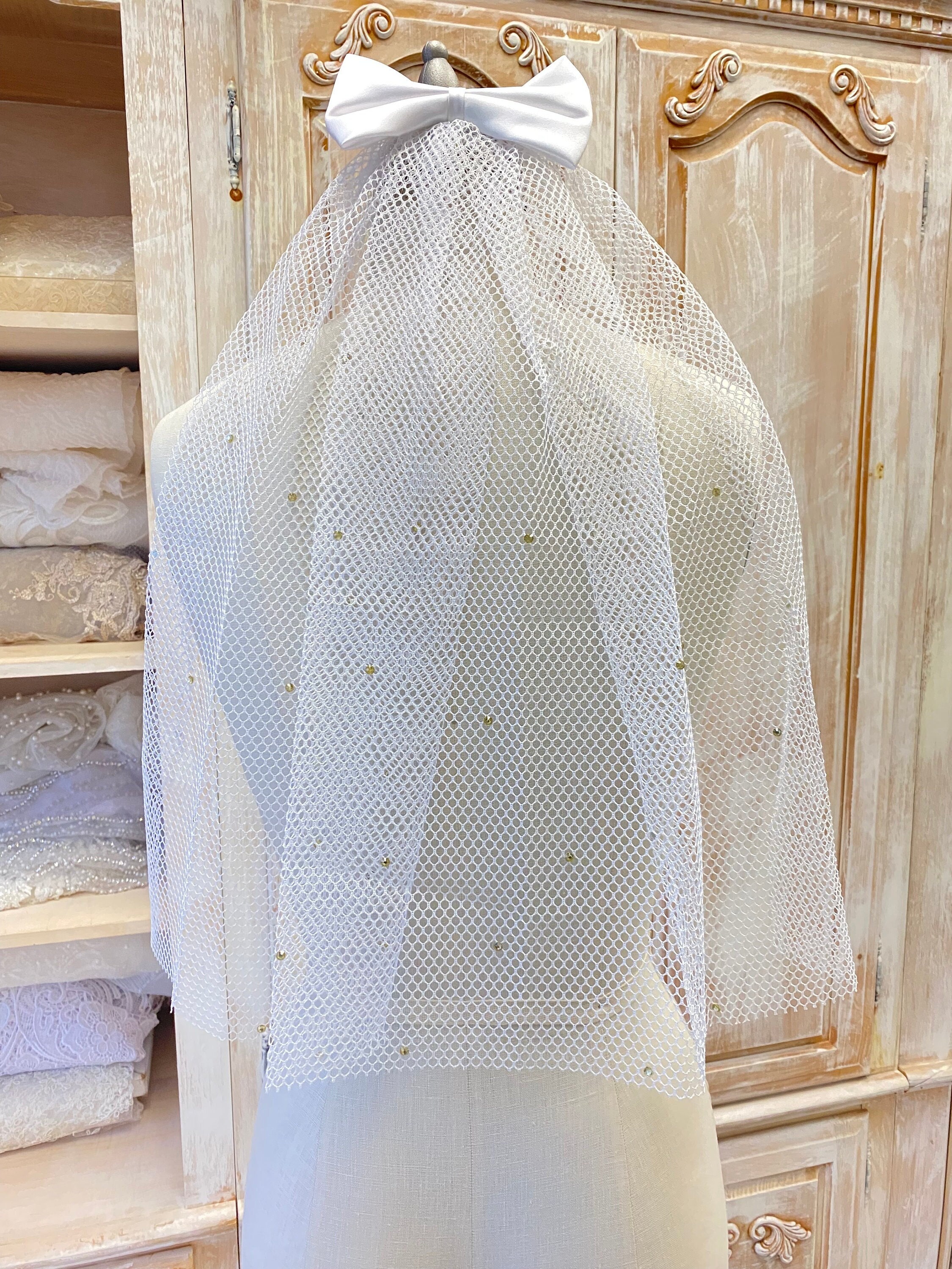 Small Minimalist Veil Mesh Bridal White Simple Veil Simple Bridal Veil ...
