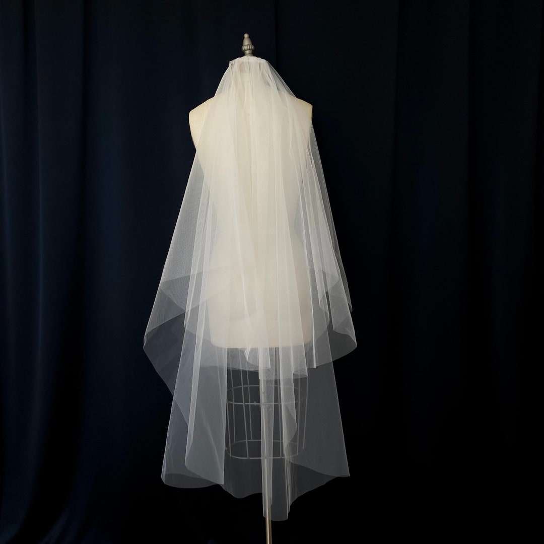 Blusher Wedding Veil Minimalist Veil Soft Tulle Waltz Length Wedding ...