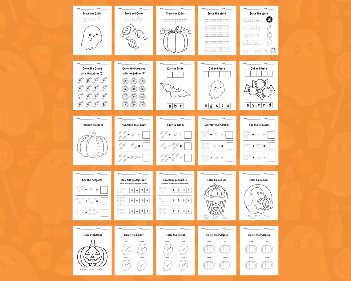 Halloween Worksheet Packet - Etsy