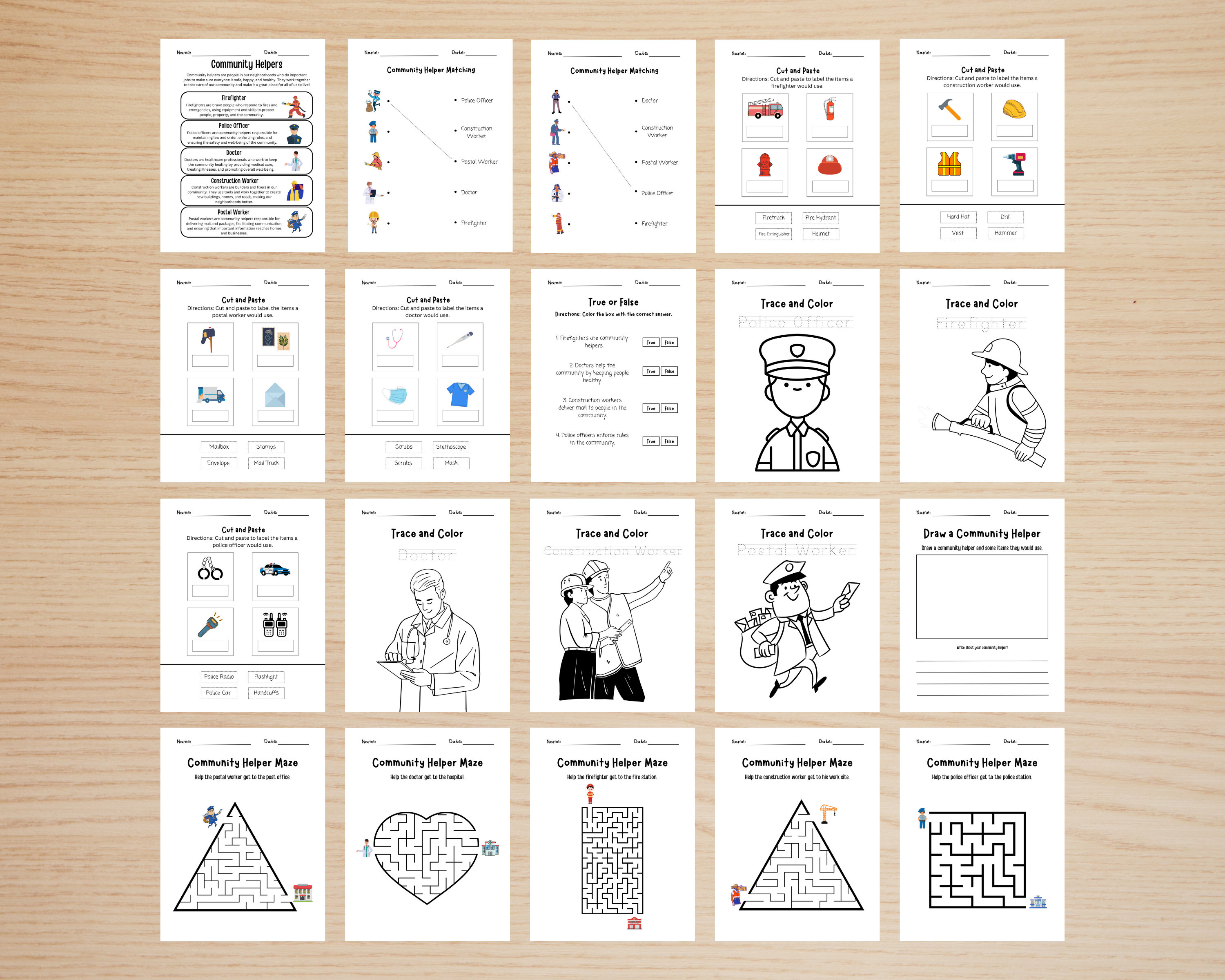 Community Helper Printables | Community Helpers Worksheet Packet ...