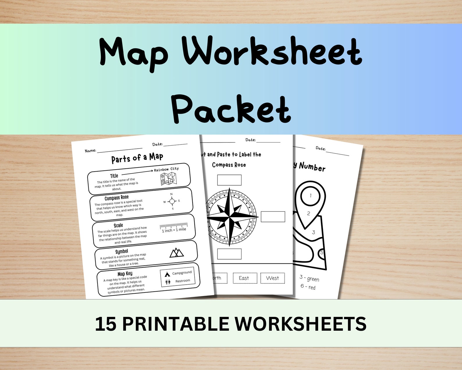 Map Skills Worksheet Packet: First Grade Geography (digital Download ...