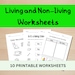 Living and Non-living Worksheets | First Grade Science Activity ...