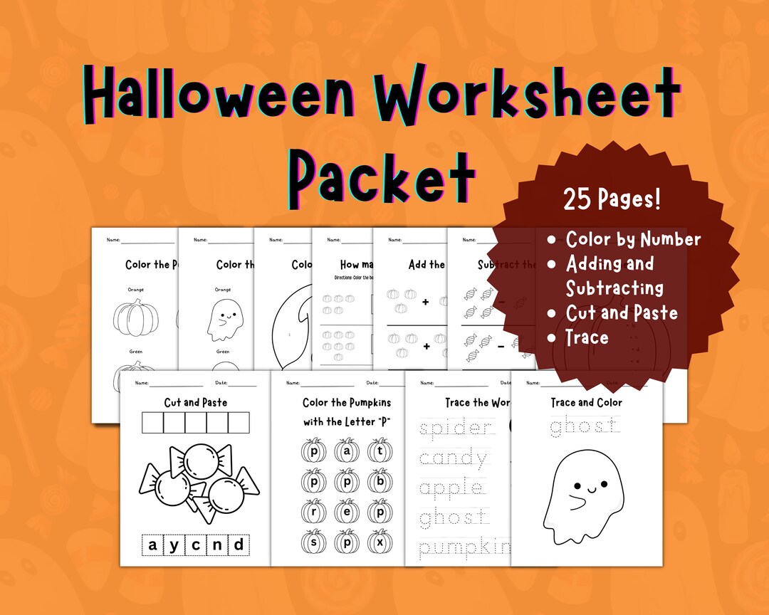 Halloween Worksheet Packet - Etsy