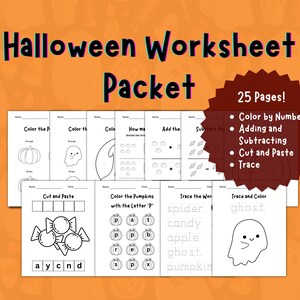 Halloween Worksheet Packet - Etsy