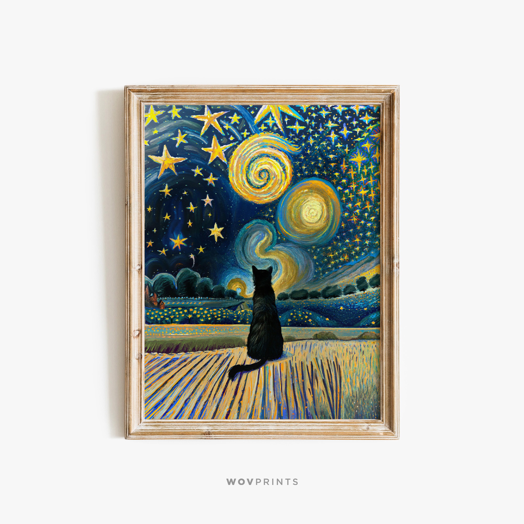 Vincent Van Gogh's the Starry Night Cat Print Van Gogh - Etsy