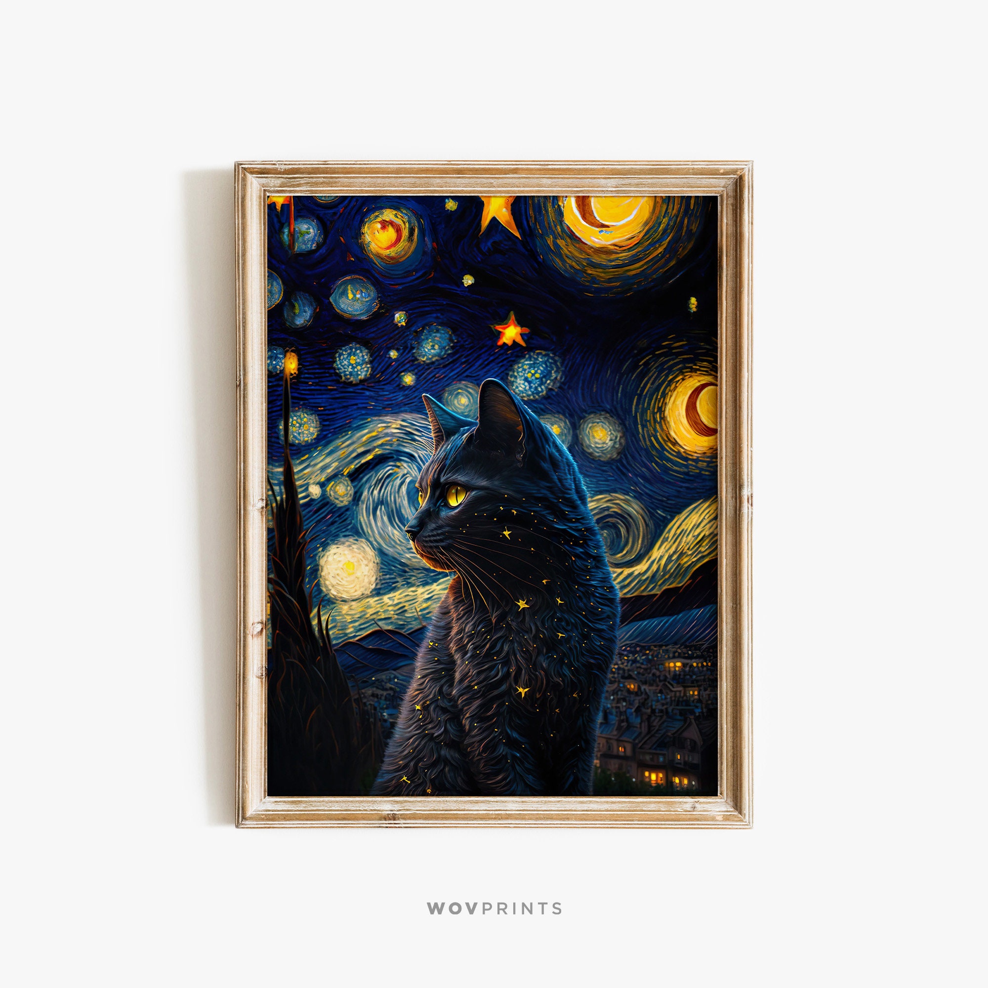 Vincent Van Gogh's the Starry Night Cat Print Van Gogh - Etsy Australia
