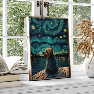 Vincent Van Gogh's the Starry Night Dog Print, Yorkshire Terrier Art ...