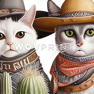 Cowboy Cats Art Print, Western Cats Art, Western Home Decor, Maximalist ...