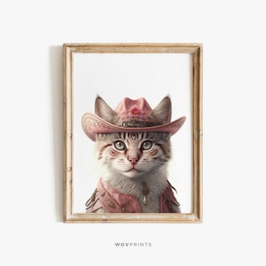 Cowboy Cats Art Print Western Cat Art Colorful Wall Art Funky Western ...