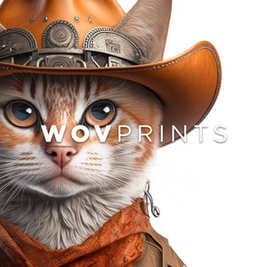 Cowboy Cats Art Print Western Cat Art Colorful Wall Art Funky Western ...