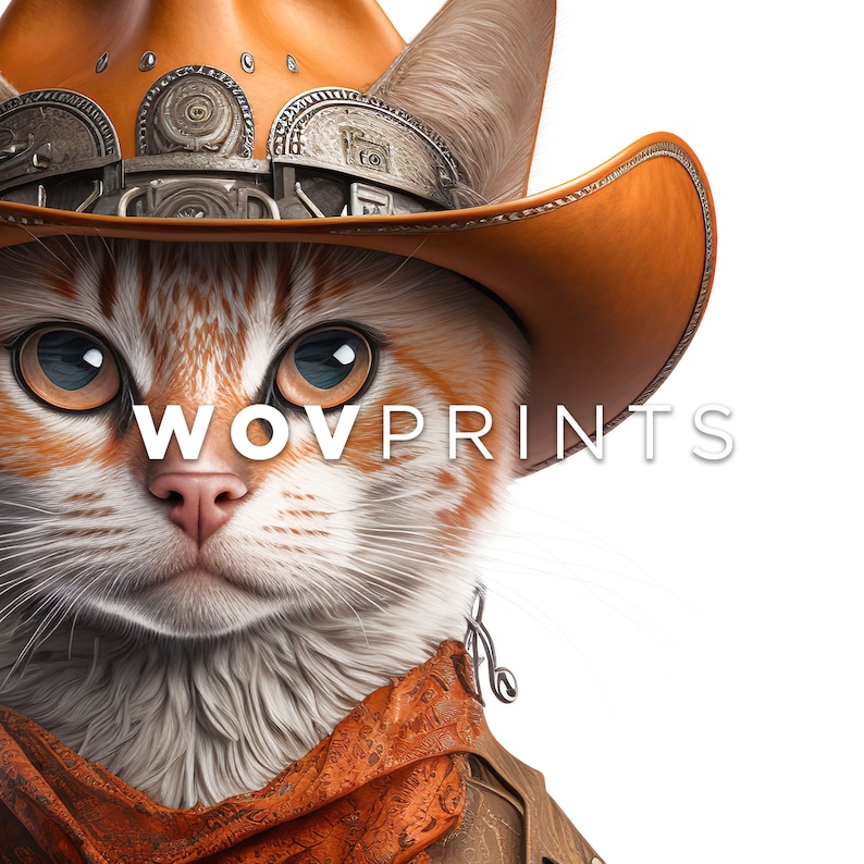 Cowboy Cats Art Print Western Cat Art Colorful Wall Art - Etsy