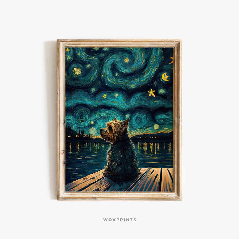 Vincent Van Gogh's the Starry Night Dog Print Yorkshire - Etsy