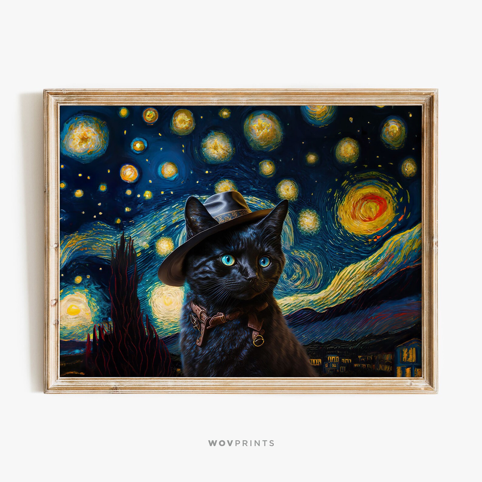 Van Gogh the Starry Night Cowboy Cat Print Vincent Van Gogh - Etsy