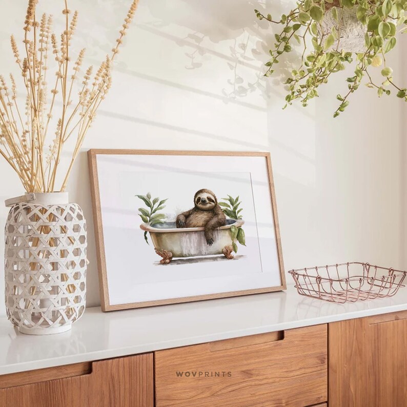 Sloth Wall Art Funny Bathroom Print Bathroom Art Sloth - Etsy