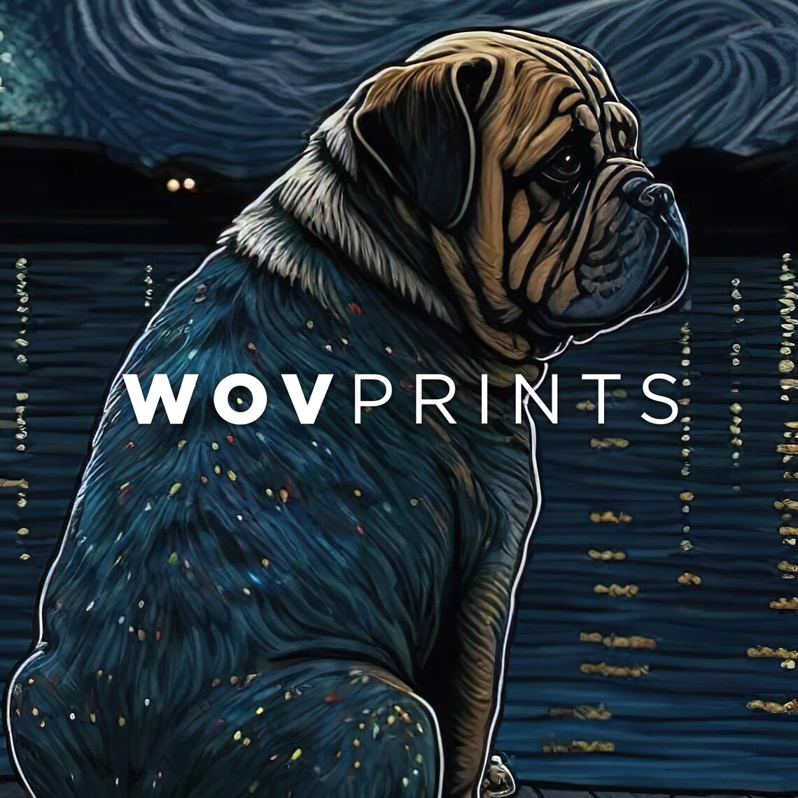 Vincent Van Gogh's the Starry Night Dog Print Dog Lover - Etsy