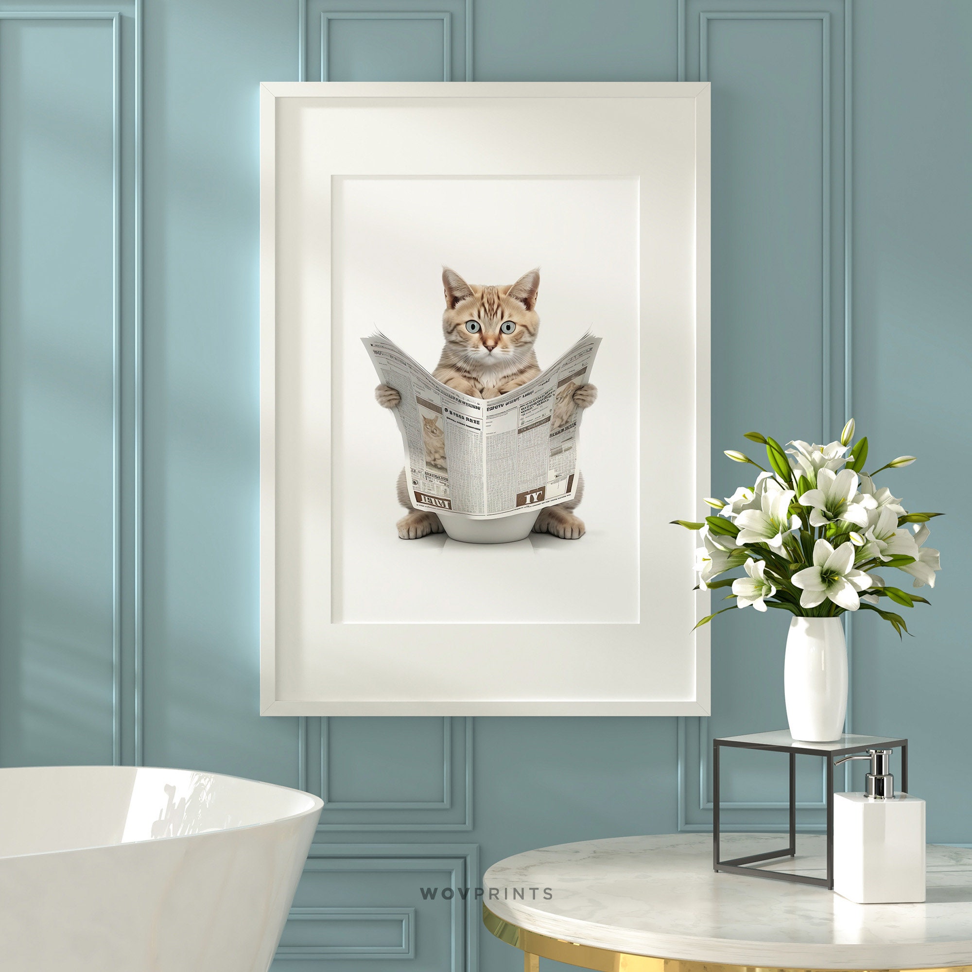 Bathroom Art Cat Print Toilet Humor Kids Bathroom Cat Art - Etsy