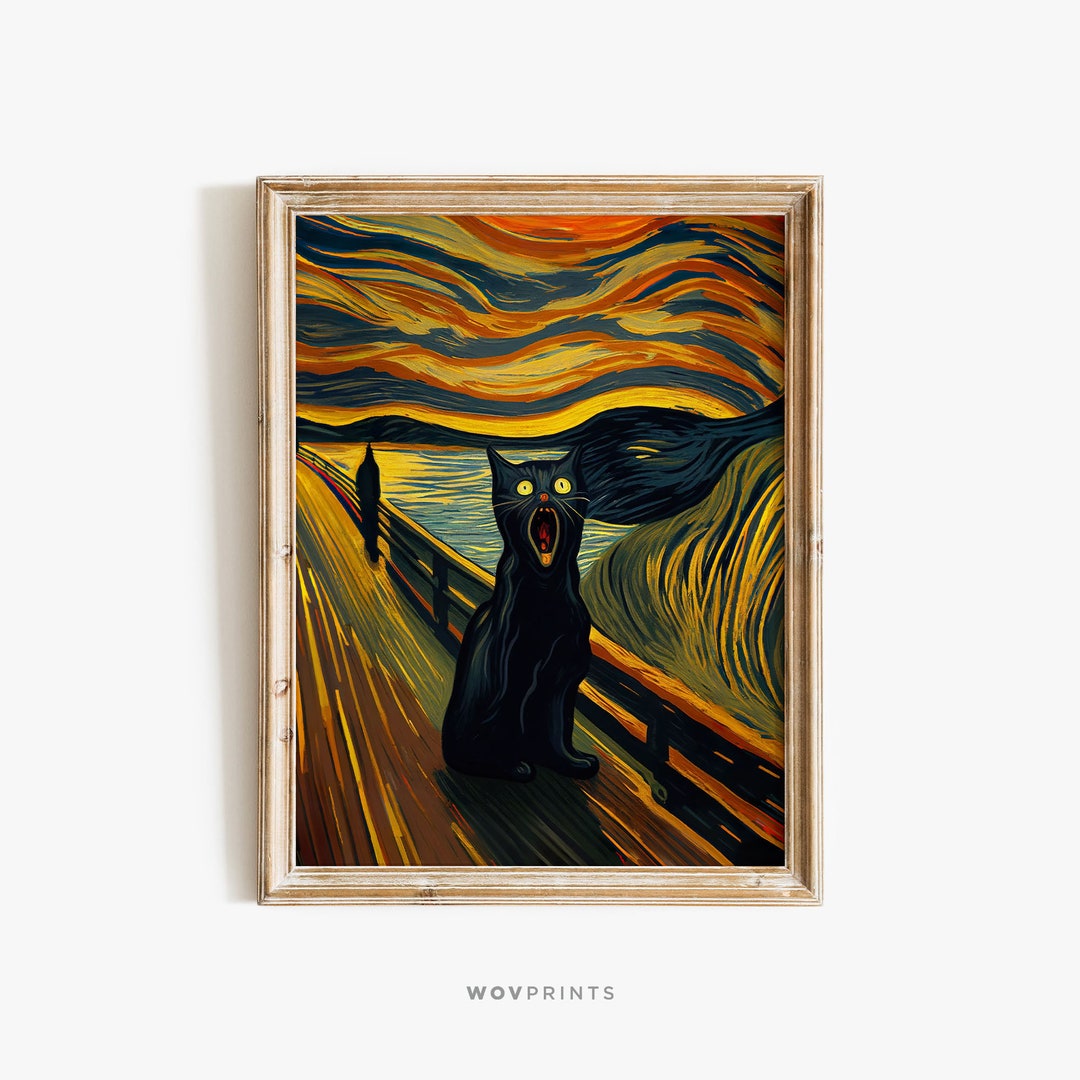 Edvard Munch the Scream Cat Print, Funny Cat Print, Edvard Munch Cat ...