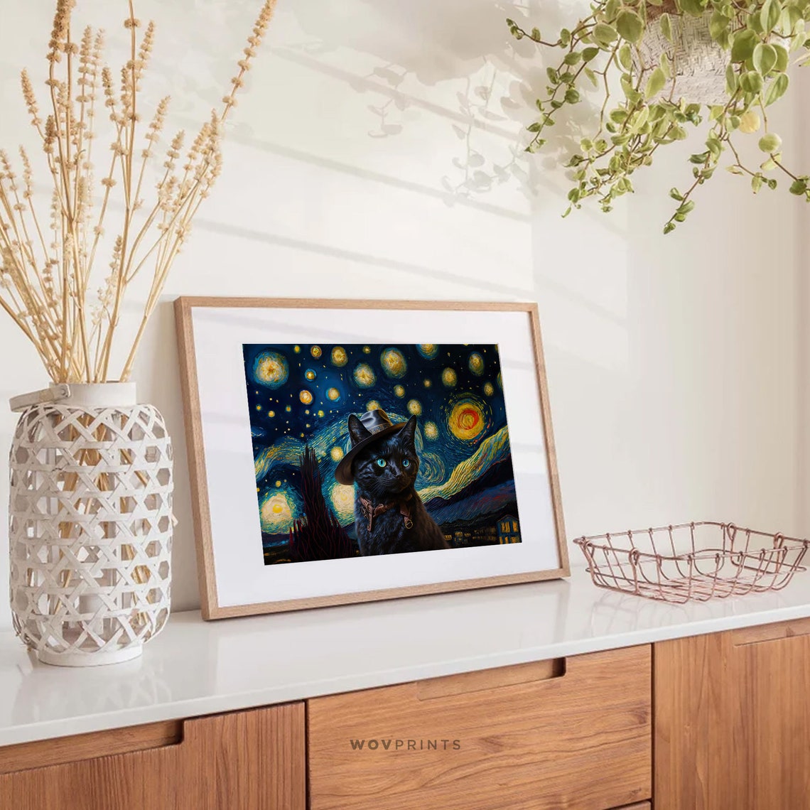 Van Gogh the Starry Night Cowboy Cat Print Vincent Van Gogh - Etsy