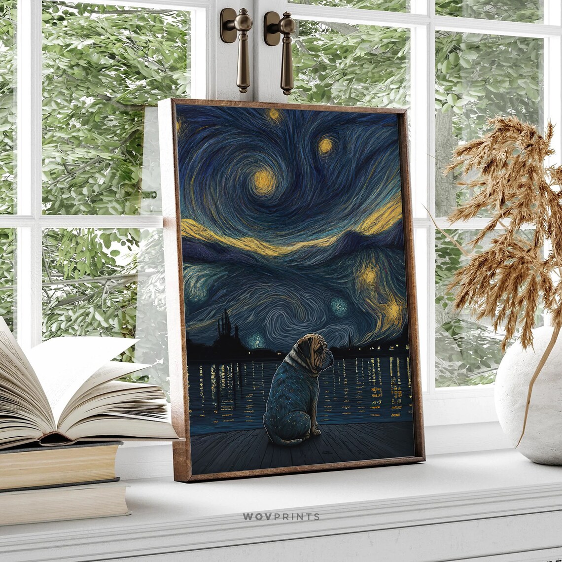 Vincent Van Gogh's the Starry Night Dog Print Dog Lover - Etsy