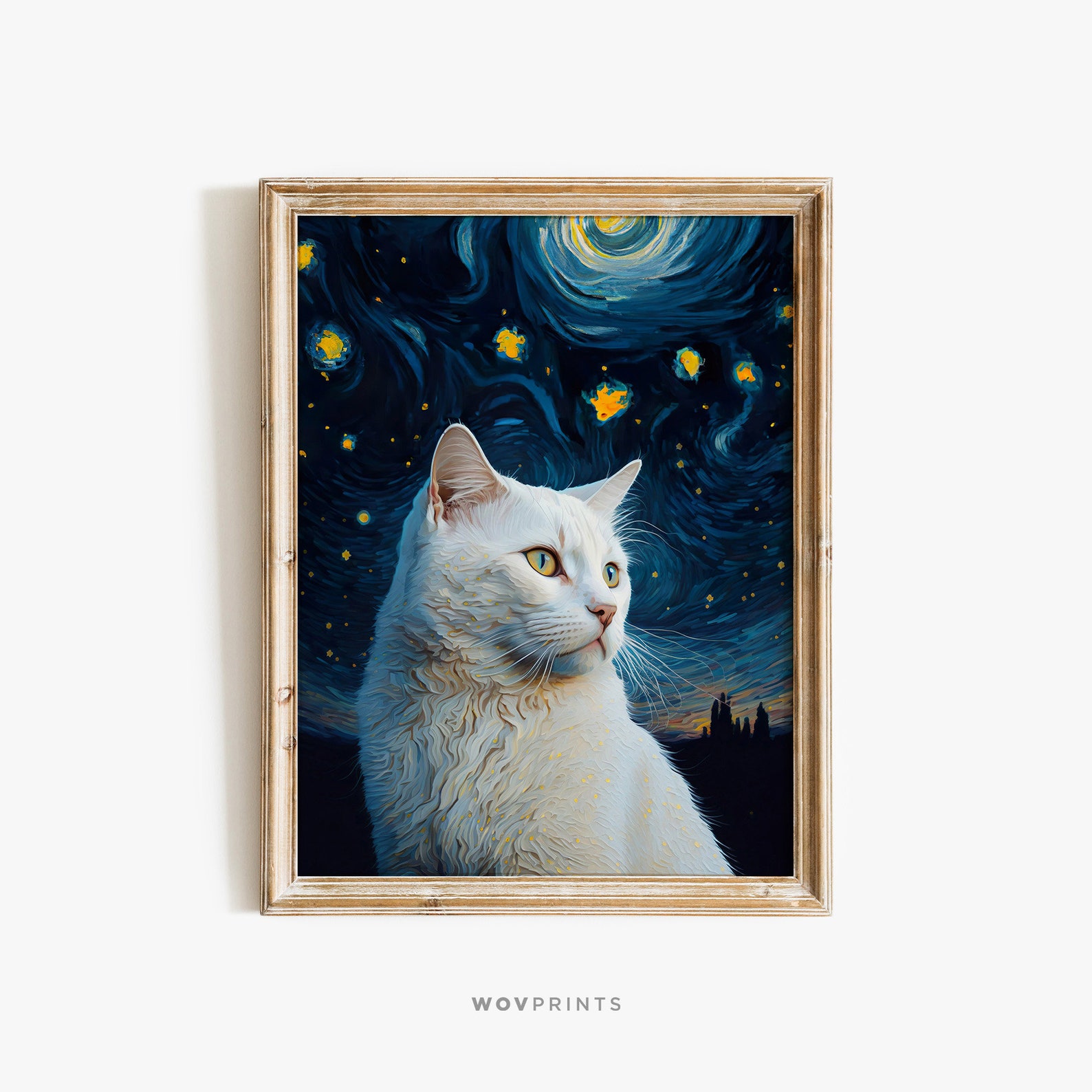 Vincent Van Gogh's the Starry Night Cat Print Van Gogh - Etsy