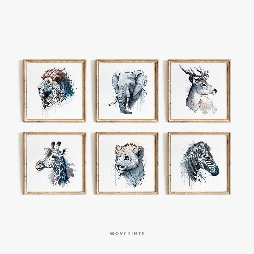 Animals Nursery Prints Nursery Animals Art Set of 6 Prints Safari ...