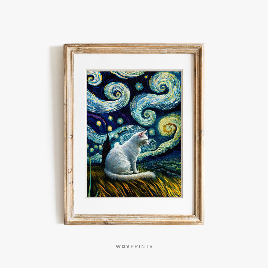 Vincent Van Gogh's the Starry Night Cat Print Van Gogh - Etsy