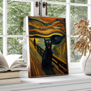 Edvard Munch the Scream Cat Print, Funny Cat Print, Edvard Munch Cat ...