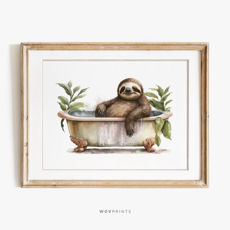 Sloth Wall Art Funny Bathroom Print Bathroom Art Sloth - Etsy
