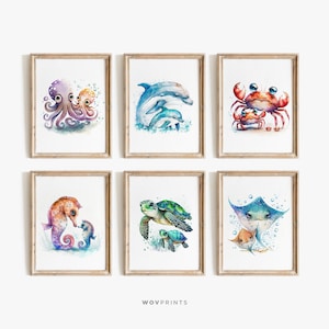 Under the Sea Nursery Prints, Nautical Ocean Animal Posters, Playroom ...