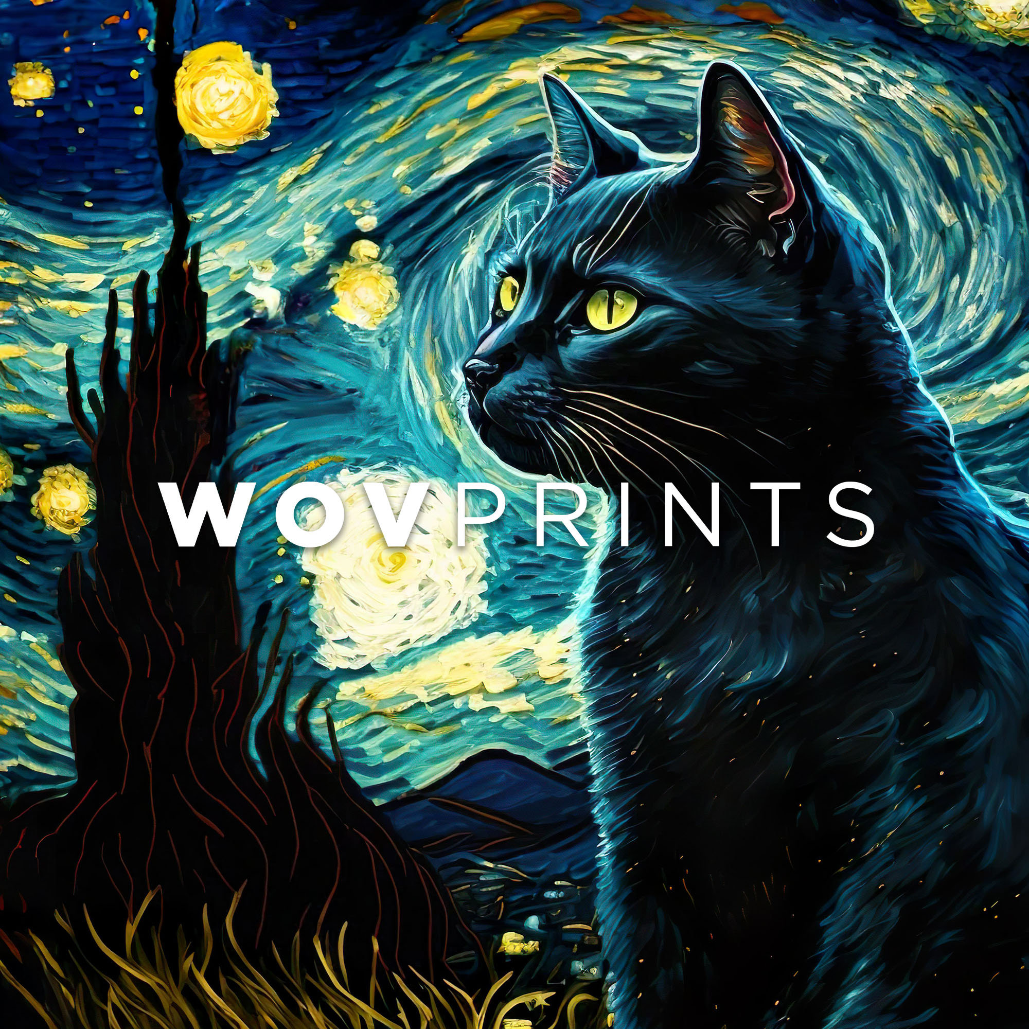 Vincent Van Gogh's the Starry Night Cat Print Van Gogh - Etsy