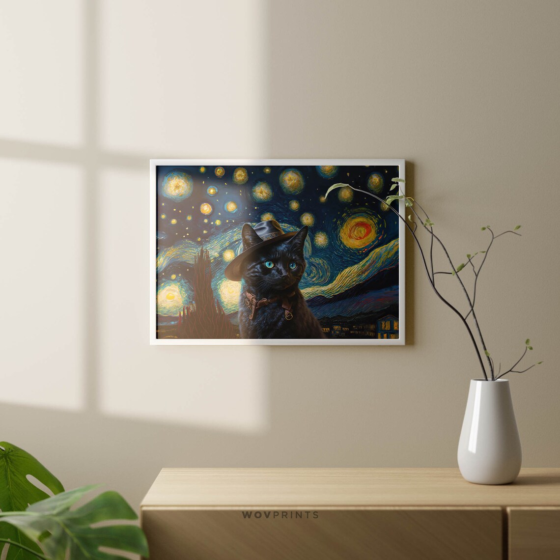 Van Gogh the Starry Night Cowboy Cat Print Vincent Van Gogh - Etsy
