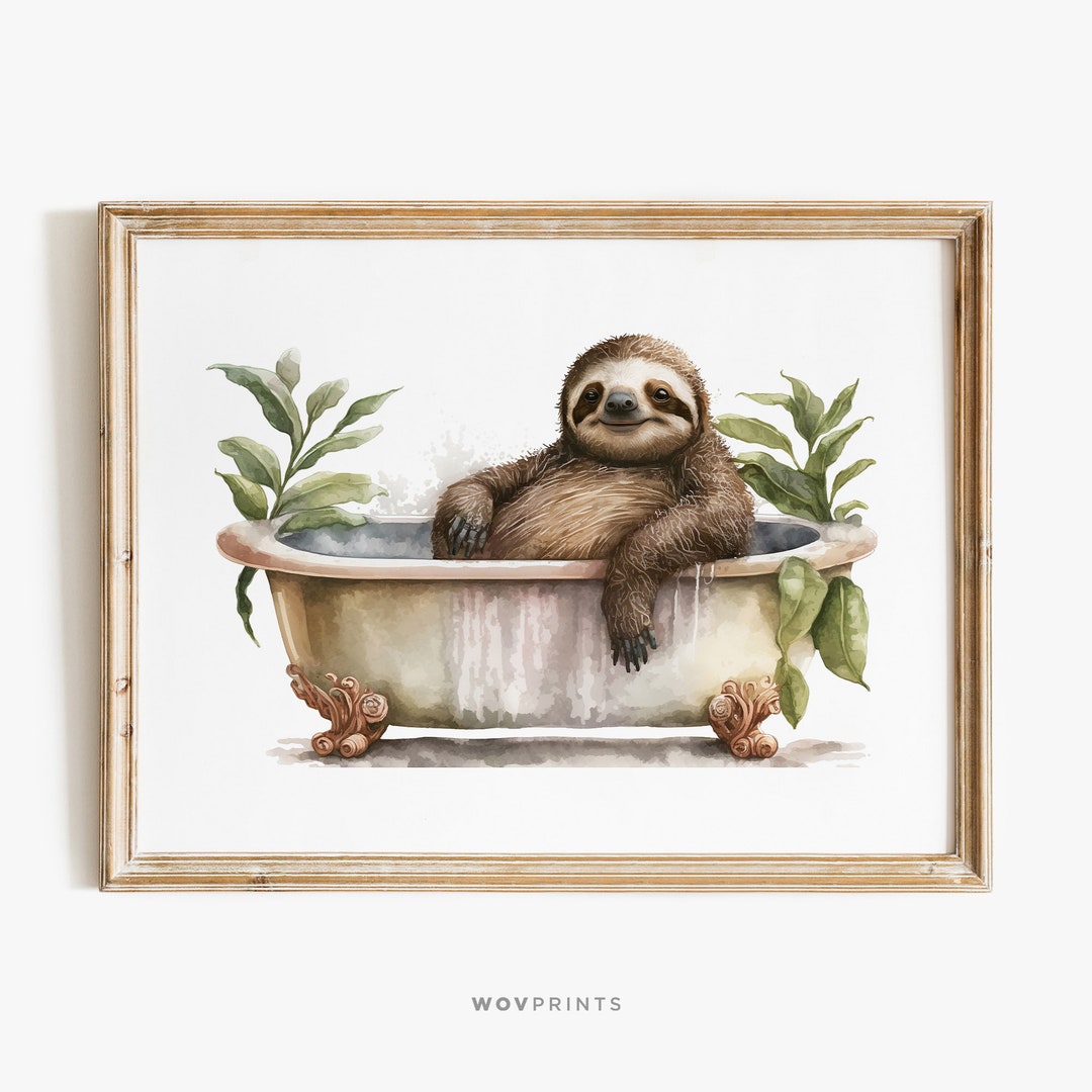 Sloth Wall Art, Funny Bathroom Print, Bathroom Art, Sloth Printable ...