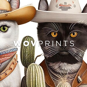 Cowboy Cats Art Print, Western Cats Art, Western Home Decor, Maximalist ...