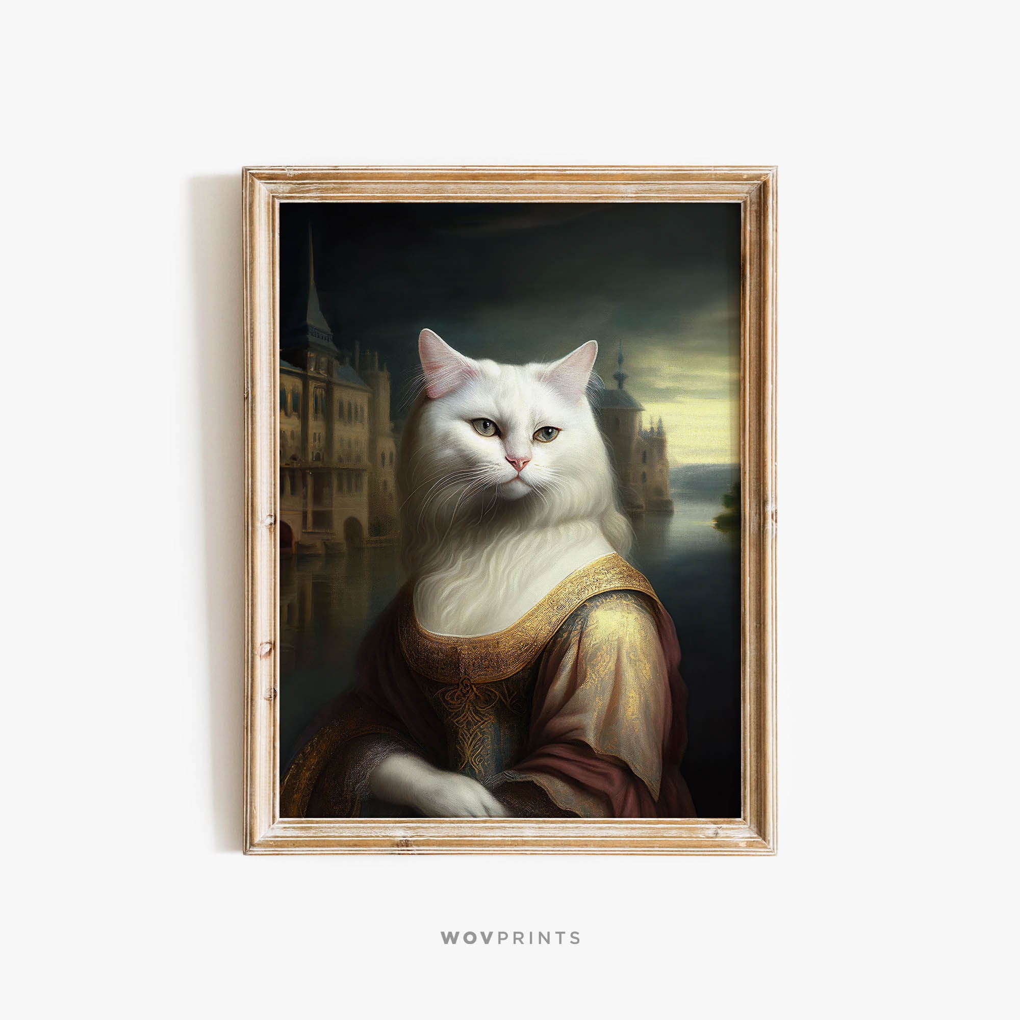 Renaissance Style White Cat Art Print Victorian Cat Portrait - Etsy