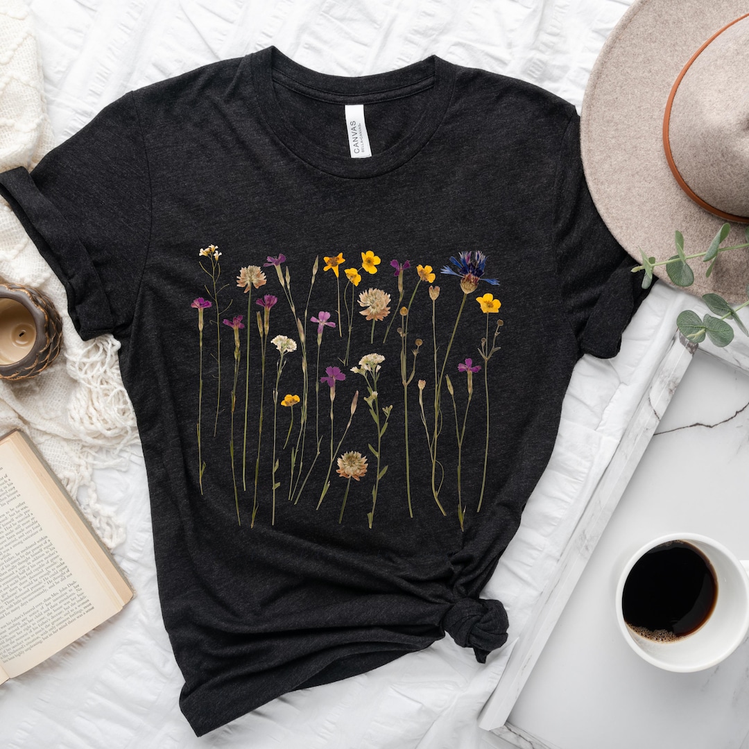 Pressed Flowers Tshirt Boho Wildflowers Cottagecore Shirt Vintage ...