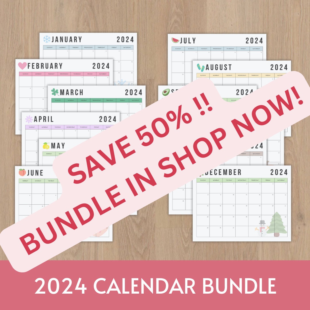 2024 SEPTEMBER Calendar Printable Landscape Monthly Calendars, 8.5 X 11 ...