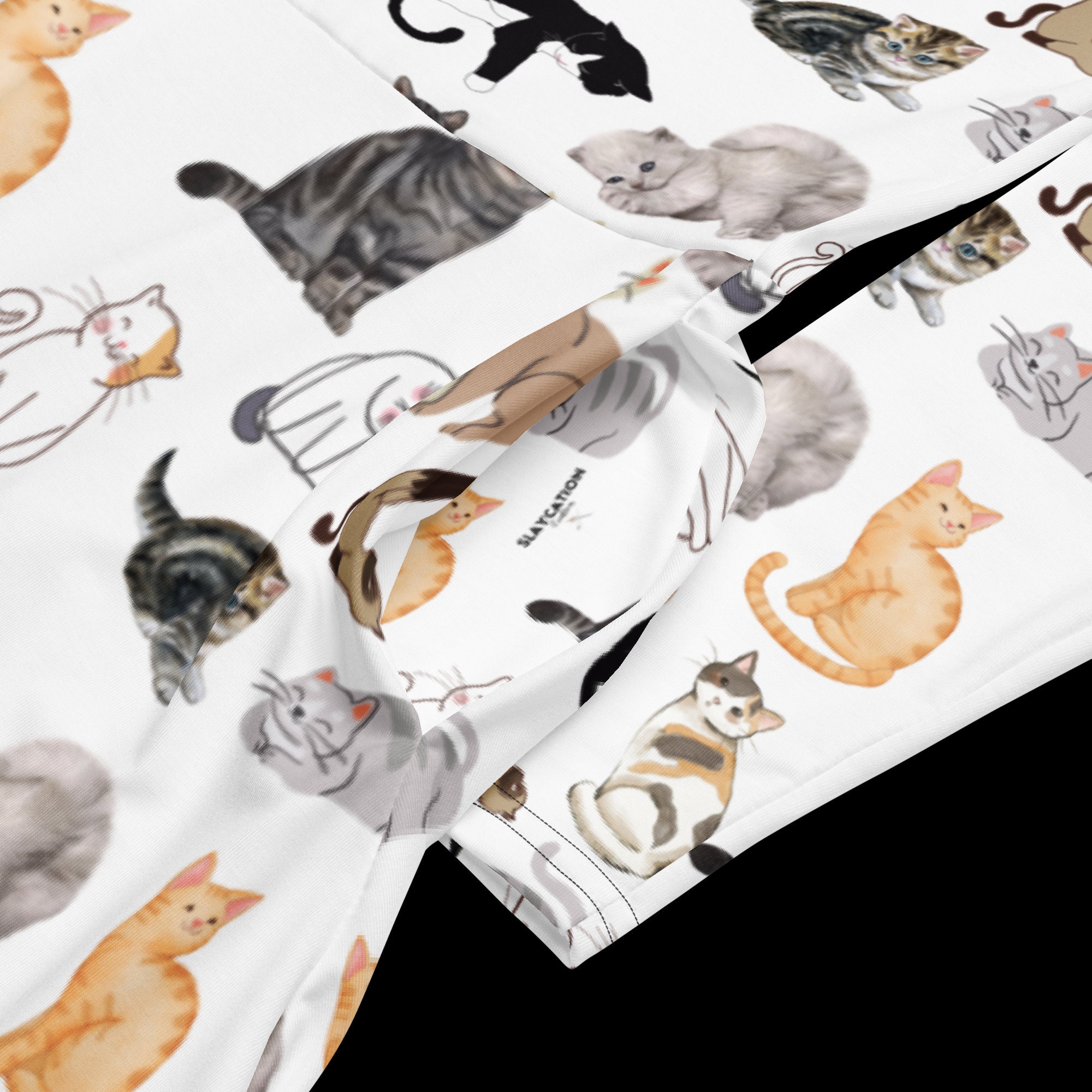 All-over Cat Print Long Sleeve Midi Dress, Cat Dress, Crazy Cat Lady ...