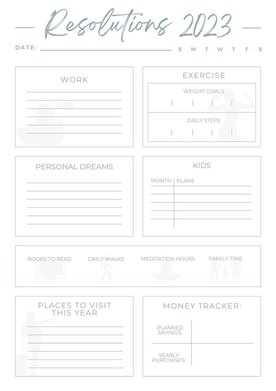 2023 New Years Resolutions Printable Instant Download - Etsy