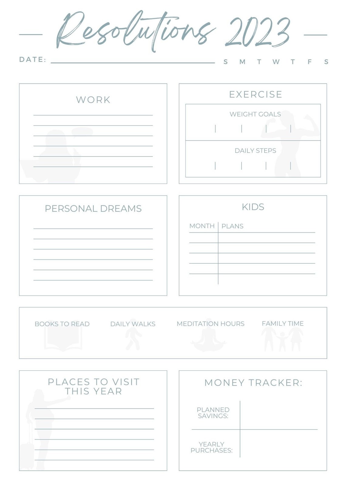 2023 New Years Resolutions Printable Instant Download - Etsy