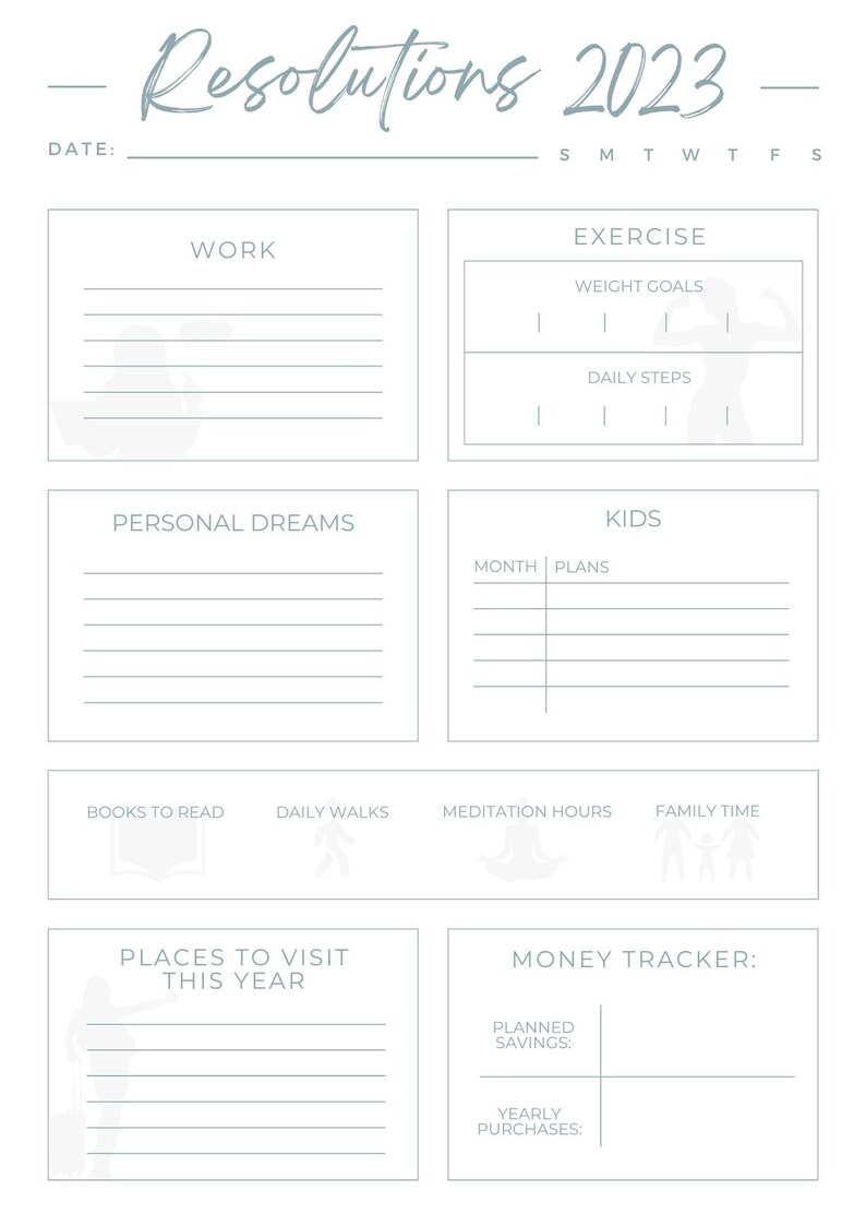 2023 New Years Resolutions Printable Instant Download - Etsy