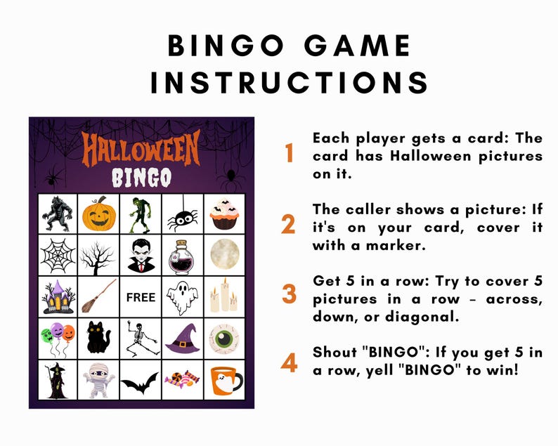 Printable Halloween Bingo Game | 35 Cards for Kids and Adults | Fun ...
