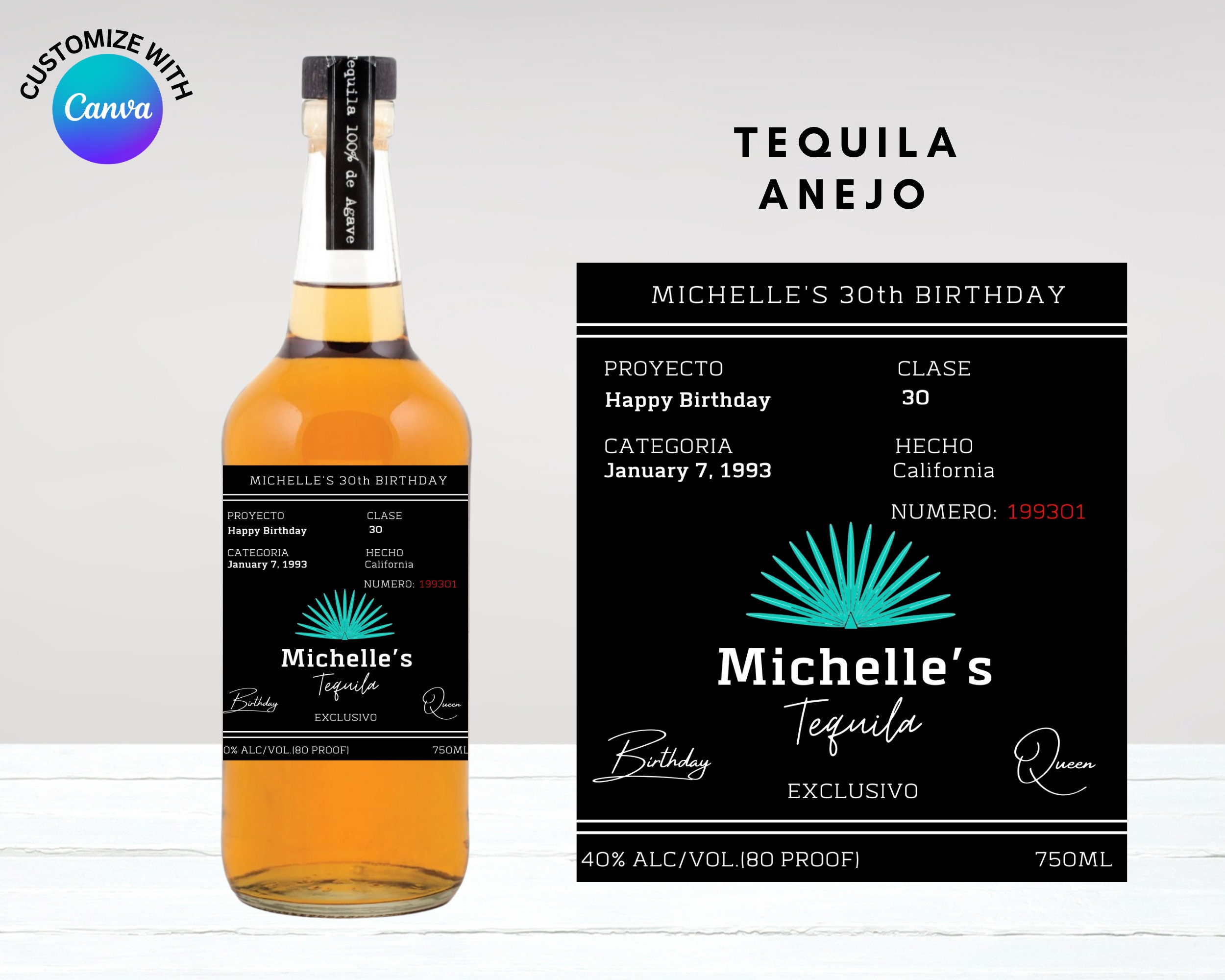 Editable Tequila Bottle Label Template – Custom DIY Party Favor ...