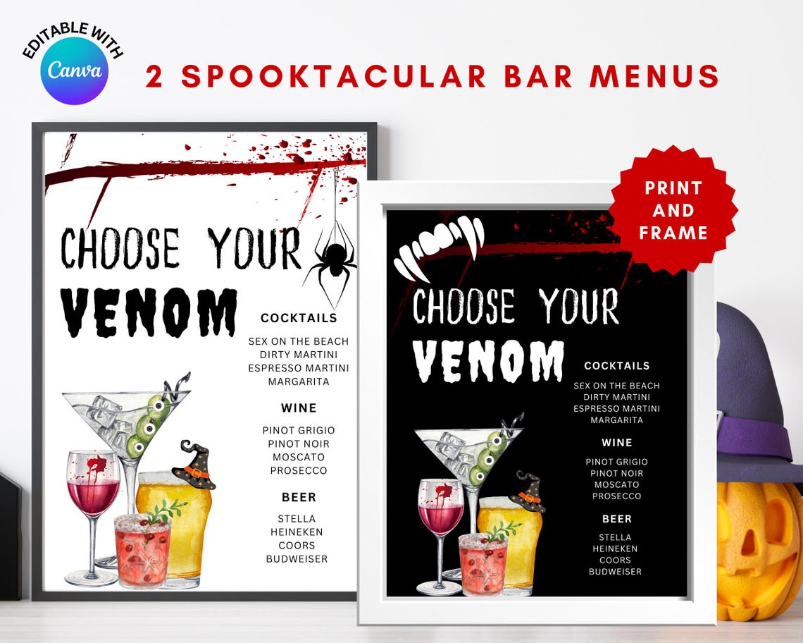 Editable Halloween Drink Menu Template, Halloween Signature Cocktails ...