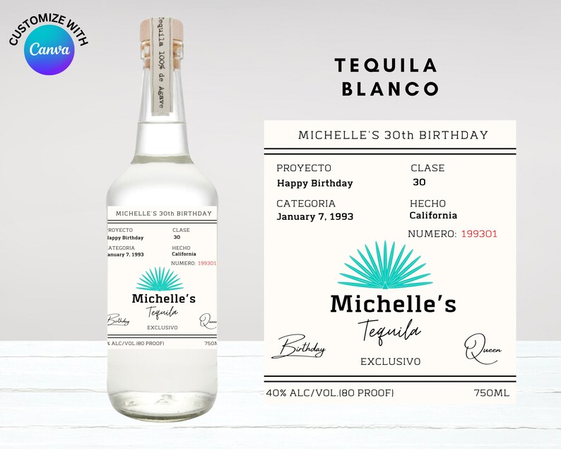 Editable Tequila Bottle Label Template – Custom DIY Party Favor ...