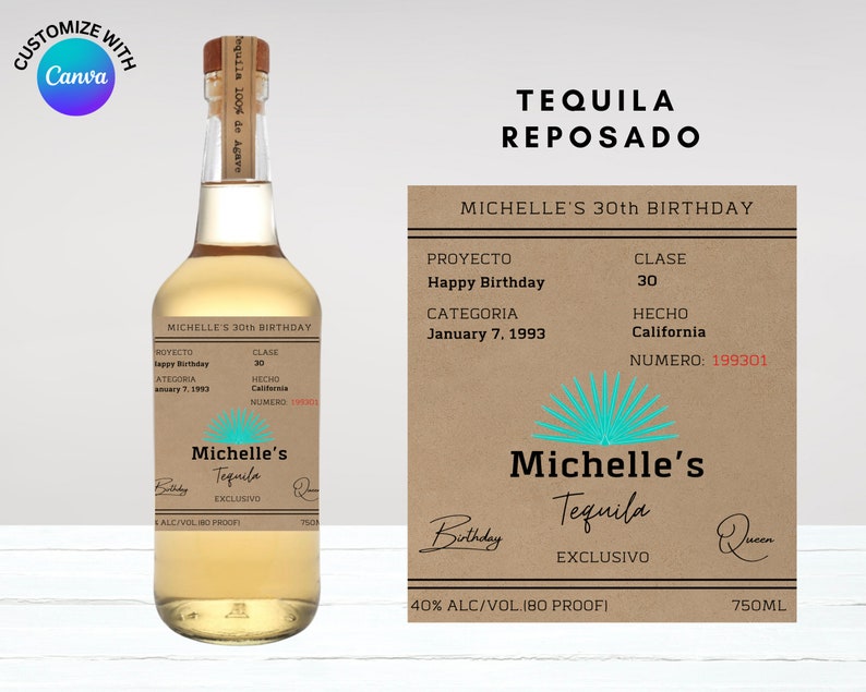 Custom Editable Casamigos Tequila Bottle Label | Personalized Template ...