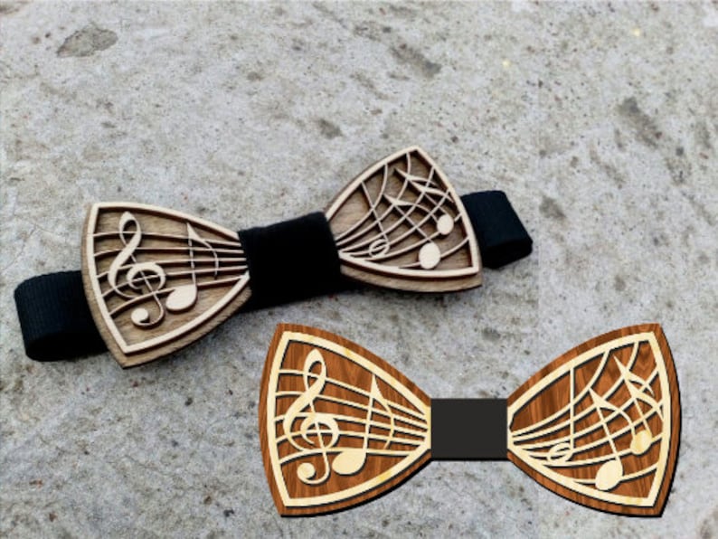 Bow Tie Music Treble Clef Notes for a Musician Cnc Cutting Files DXF ...