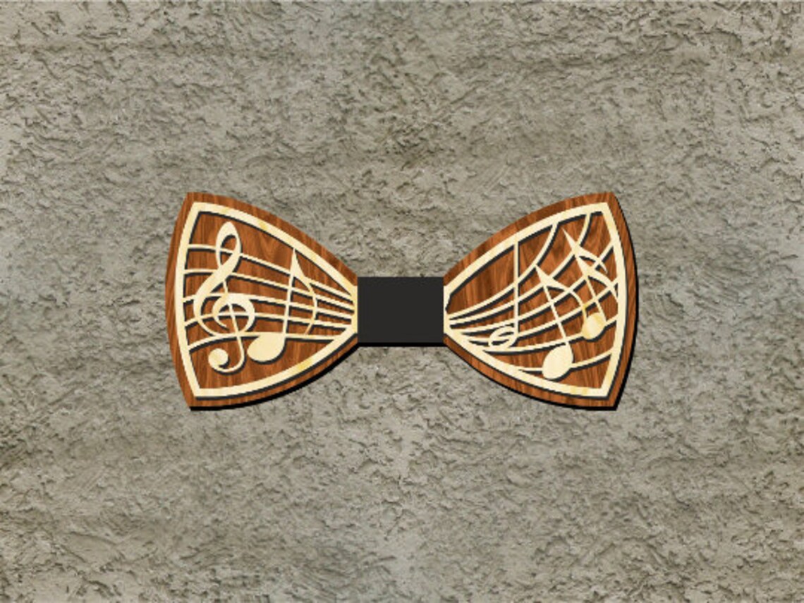 Bow Tie Music Treble Clef Notes for a Musician Cnc Cutting Files DXF ...